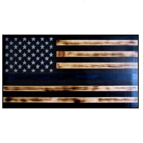 Amazon.com: Thin Blue Line Rustic Wooden Flag, Blue line American Flag ...
