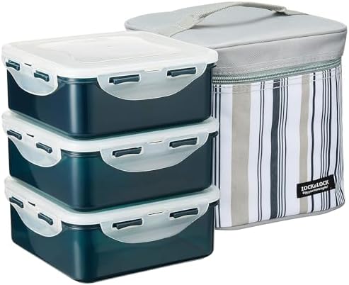 LocknLock Lunch Box (870ml Container x3 + Bag) Grey price in UAE ...