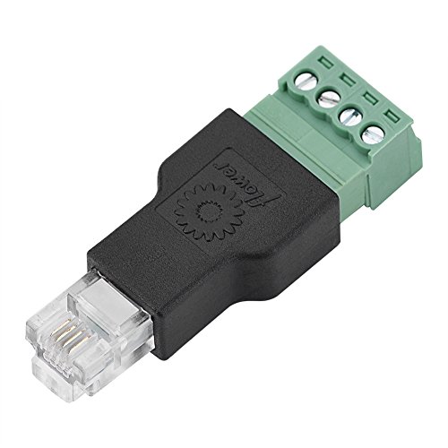 RJ11 to Screw Terminal Adaptor, Ethernet Connector RJ11 6P4C Male to 4 ...