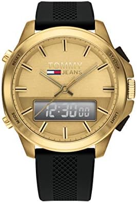 سعر Tommy Hilfiger men's Gold Dial Black Silicone Watch - 1791762 فى ...