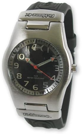 Fishbone analogue gents watch, black dial, black strap: Amazon.co.uk ...