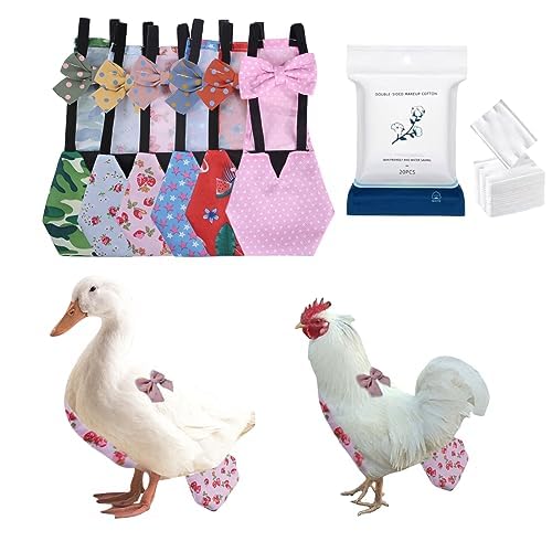 MANON ROSA Chicken Diapers Bantam Hens - Reusable 6-Piece Set with Bow ...