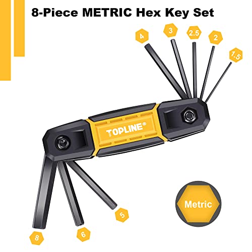 Topline 25-Piece Folding Allen Wrench Set, SAE, Metric, Torx Hex Key ...