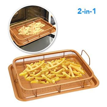 Amazon.com: Nonstick Rectangle Crisper Tray, Copper Oven, Turn Your ...