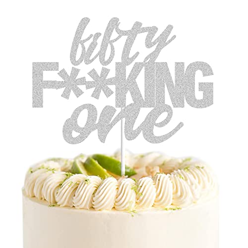 Fifty One Silver Glitter Cake Toppers 51 Years Old 51st Birthday ...