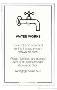Amazon.com: Genuine Monopoly Classic Water Works Title Deed ...