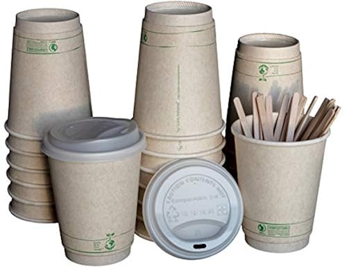 Certified Compostable Coffee Cups by Living Balance | 12oz - 100 cups ...