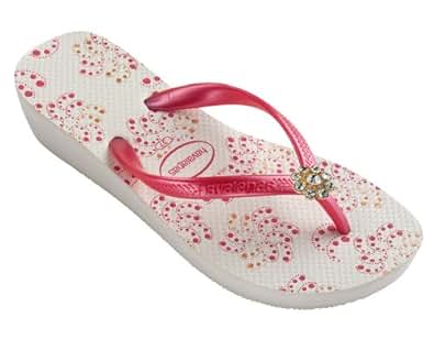 Amazon.com | Dini's HAVAIANAS Jeweled Flip Flops, Metallic Wedgie ...