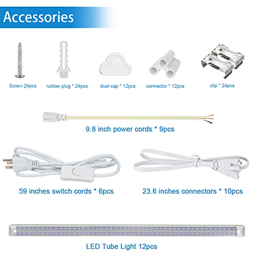 SHOPLED 4FT LED Shop Light, 36W 4680LM 6000K Cool White, T8 4 Foot LED Tube Light Fixture, V ...