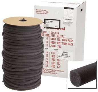 CRL Black Open Cell Backer Rod 1-1/2" Diameter in a 200 Foot Roll by CR ...