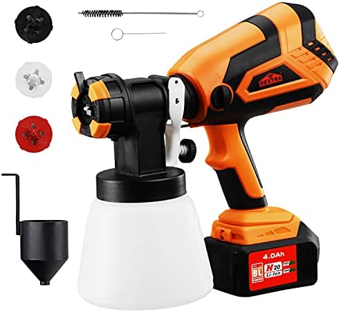 DEXTRA 20V Cordless Paint Sprayer, HVLP Spray Gun with 4.0Ah Battery ...
