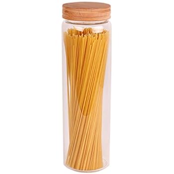Amazon.com: Tall Pasta Glass Container with Vacuum Seal Airtight Lid ...