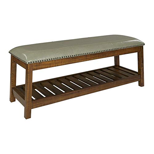Amazon.com: Upholstered Bench 48 Inch Gray Polyester Solid Wood Sturdy ...