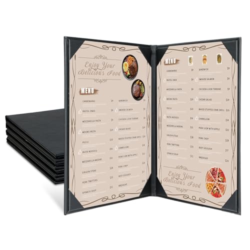 Mua FLKQC Menu Covers 8.5" x 11" – 5 Pack 2 View Black PU Leather ...