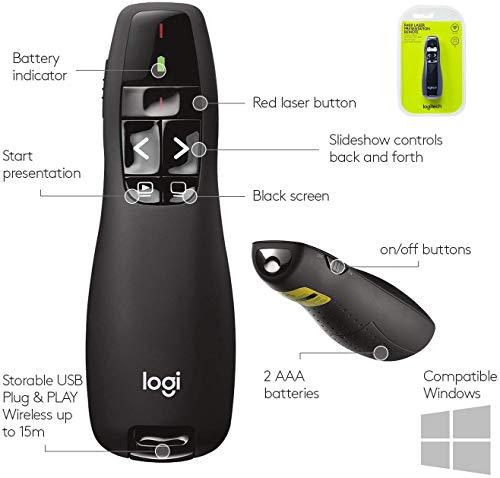 Wireless Presenter LOGI R400, Wireless Presentation Remote Clicker with ...