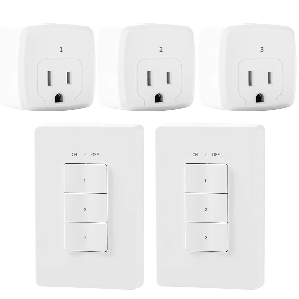 Wireless Remote Control Outlet and Wall Switch, 3-Way Light Switches ...