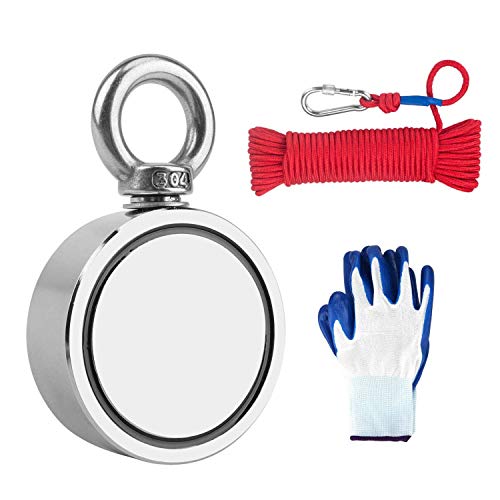 780lbs Fishing Magnets with Rope, Double Sided Fishing Magnet Bundle ...