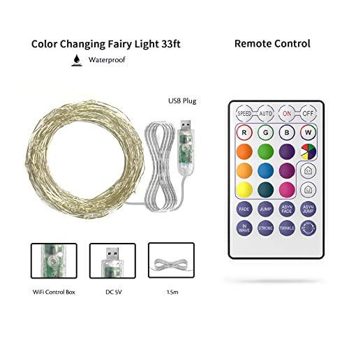 Smart WiFi RGB Fairy String Light, 32.8ft 100LED Indoor/Outdoor ...