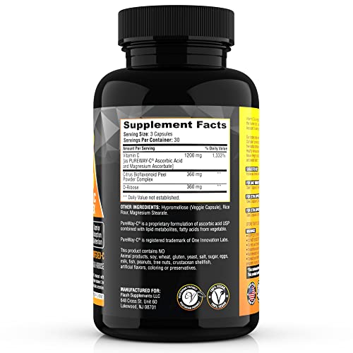 Vitamin C Complex - VIT C Supplement with Citrus Bioflavonoids and D-Ribose - Naturally Vegan ...