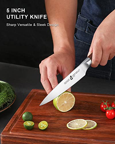 TUO Utility Knife, Small Kitchen Knife, 5 inch Paring Knife High Carbon ...