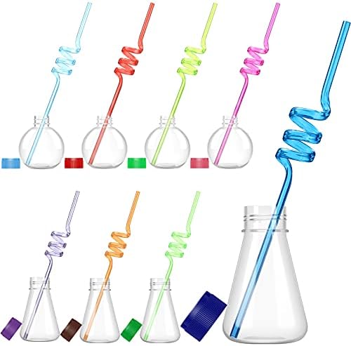 16 Pieces Science Party Theme Cups Set with Silly Loop Straws, Plastic ...