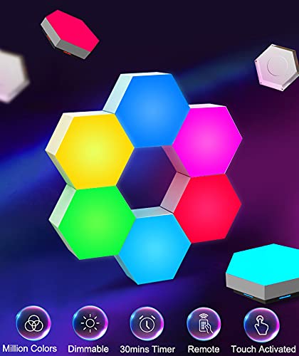 Hexagon Lights Remote Controlled, Smart RGB LED Wall Lights Modular ...