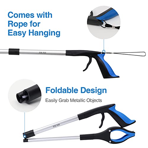 2-Pack Grabber Reacher Tool,32 Inch Extra Long Steel Foldable Pick Up Stick with Strong Grip ...