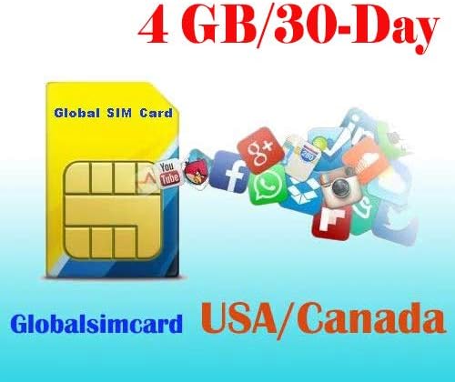 USA/Canada Prepaid Data Roaming SIM Card 30 Days Unlimited Data (4GB at ...