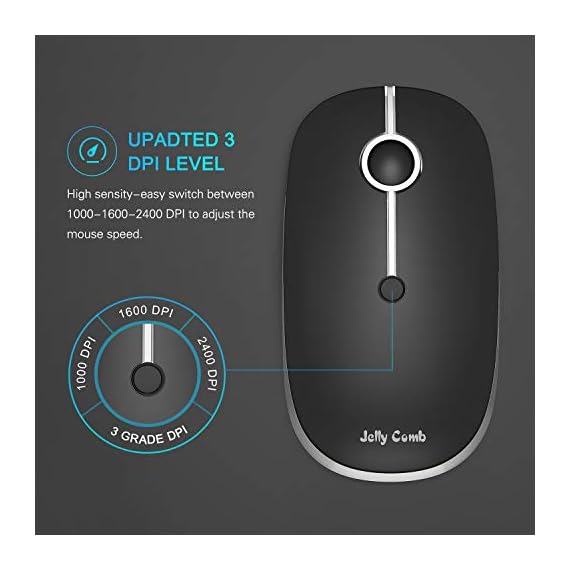 Type C Wireless Mouse, Jelly Comb Dual Mode 2.4Ghz Rechargeable Slim ...