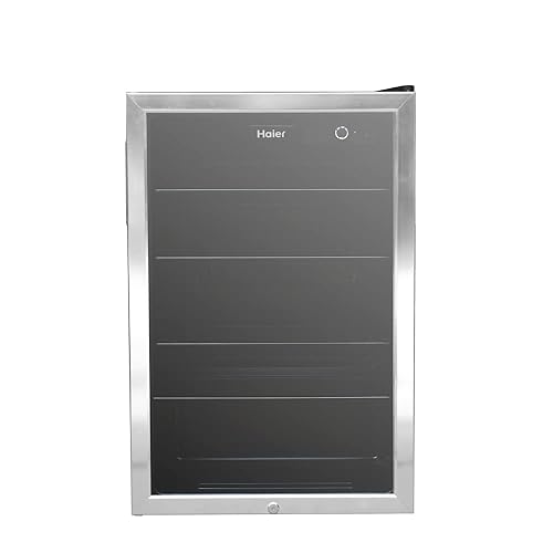 Haier 150-Can Mini Fridge With Lock & Key, Glass Door, Automatic LED ...