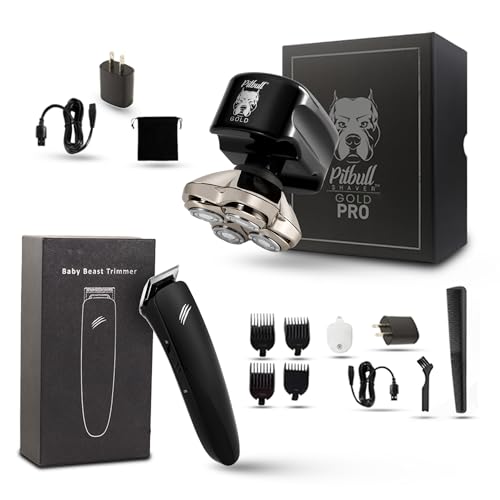 Skull Shaver Pitbull Gold PRO Electric Razor & Baby Beast Trimmer for ...