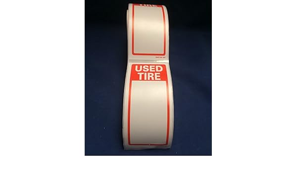 150mm X 63.50mm Used Tire 1 Roll of 250 Stickers Size 6" X 2-1/2" Tire ...