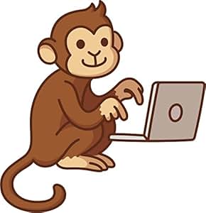 Amazon.com: Cute Adorable Monkey on Computer Cartoon Vinyl Decal ...