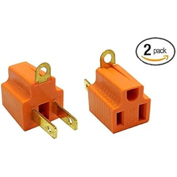 2 Pc. Set Grounding Adapters- Convert 3 prongs to 2 - Electric Plugs ...