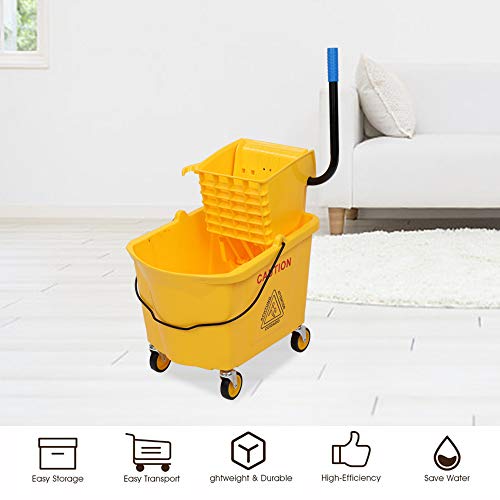 Tuffiom Commercial Mop Bucket with Side Press Wringer, 35 Quart ...