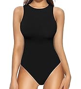 Amazon.com: MANGOPOP Women's Square Neck Short Sleeve Long Sleeve Tops Bodysuit Jumpsuit ...