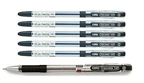 10 Cello Technotip PEN Top Ball Point 0.6 mm Smooth Writing Black Brand ...