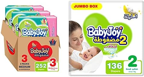 BabyJoy Compressed Diamond Pad, Size 3, Medium, 6-12 kg, Giant Box, 252 ...