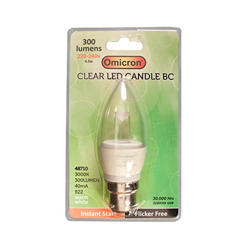 Omicron Omicron 4.5Watt Clear Candle BC Bayonet Cap LED Energy Saving ...