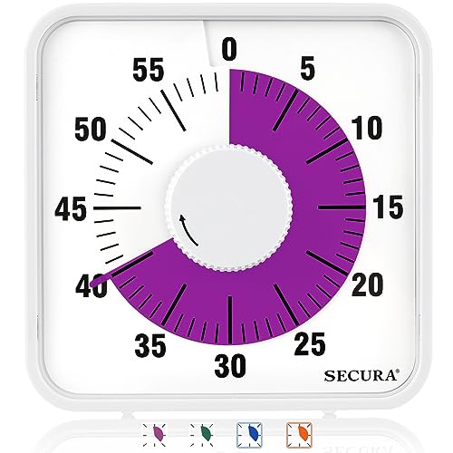 Secura 7.5 Inch Visual Timer, 60 Minute Oversize Visual Countdown Timer ...