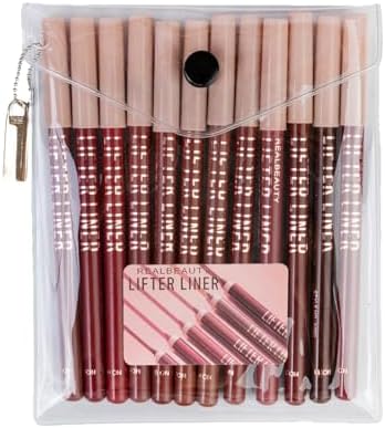 Real Beauty Lifter Lip Liner Set, 12 Pieces, Soft and Creamy Formula ...