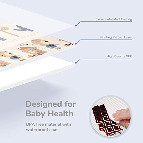 Folding Play Mat | Non-BPA Non-Toxic Foam Baby Playmat (79inch x 59 ...