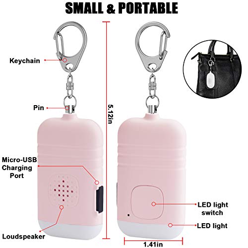 Safesound Personal Alarm- 2 Pack 130dB USB Rechargeable Self Defense ...