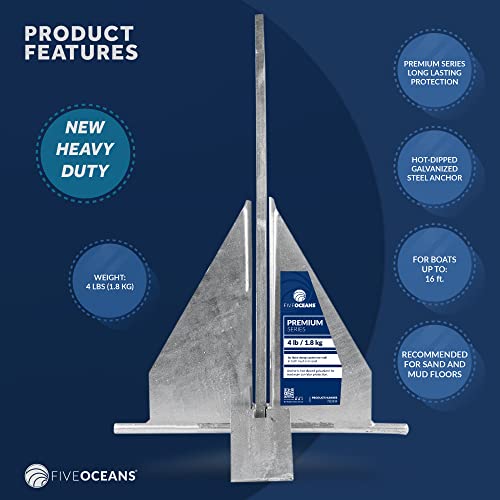 Five Oceans FO3939 Danforth Style Fluke Anchor, 4 Lb Hot Dipped ...