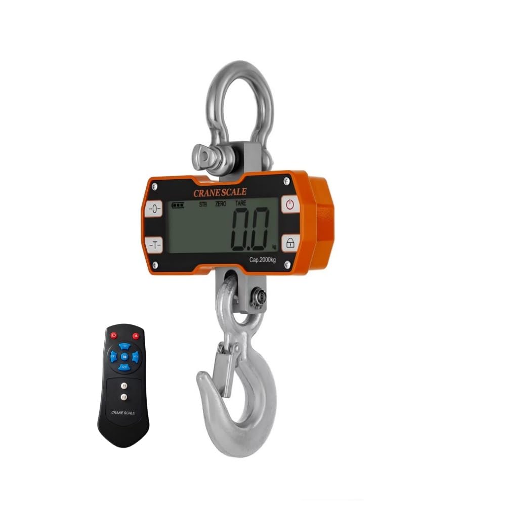 Klau 2000kg 4000 lb Heavy Duty Crane Scale Industrial Hanging Scales LCD Display with Remote ...