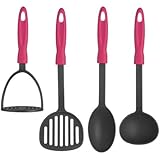 Funky Hot Pink 6 Piece Silicone Kitchen Utensils / Tools Set: Amazon.co ...