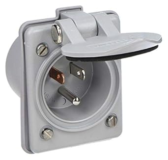 Flanged Inlet Receptacle, 15A, 5-15P, 125V: Snap Plug Terminals: Amazon ...