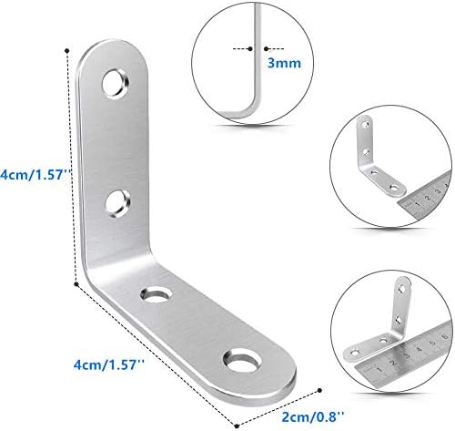 TAIANJI 25 Pcs Corner Brackets Stainless L Shaped Bracket 90 Degree ...