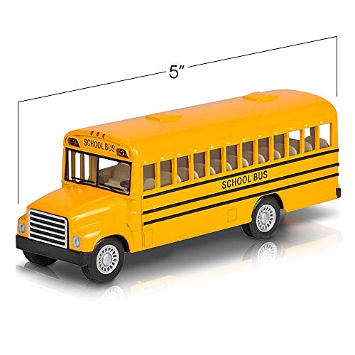 ArtCreativity 5 Inch Pull Back School Bus Toy - Set of 2 - Includes 2, 5 Inch Classic School Bus ...