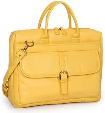 Luca Bocelli Yellow Ladies Leather 14" Laptop Business Bag/Work Bag ...